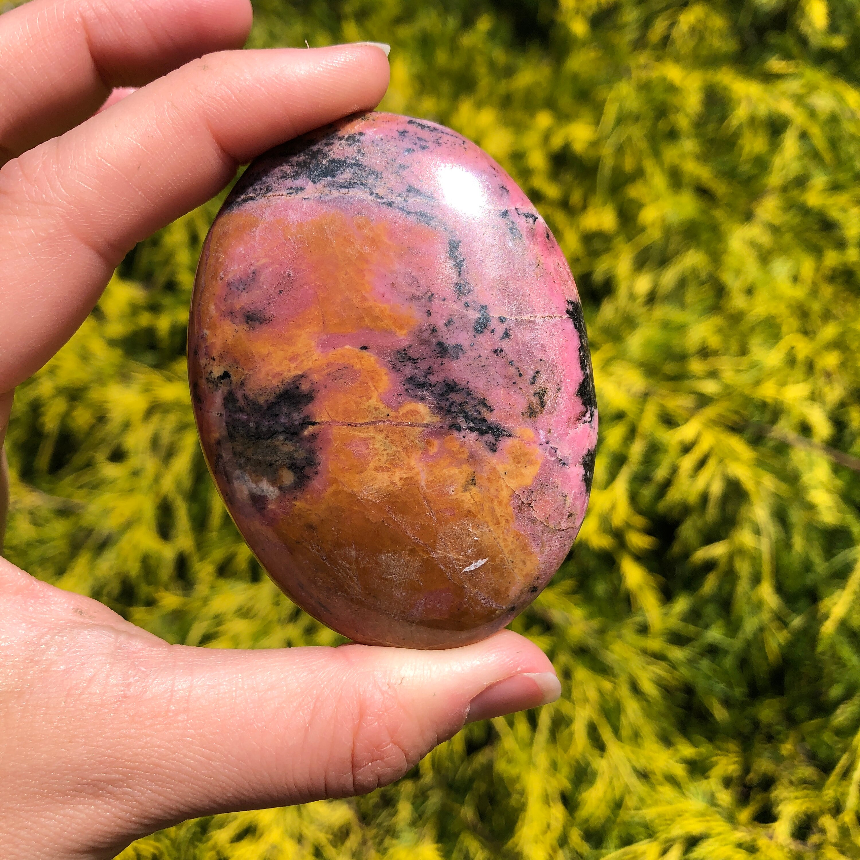 Pink and Orange Sunset Rhodonite Crystal Palmstone Heart - Etsy UK