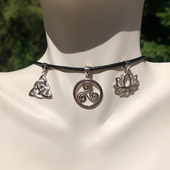 ONE Sterling Silver Pendant Lotus Triquetra or Triple Spiral Charm Only No Chain Etsy