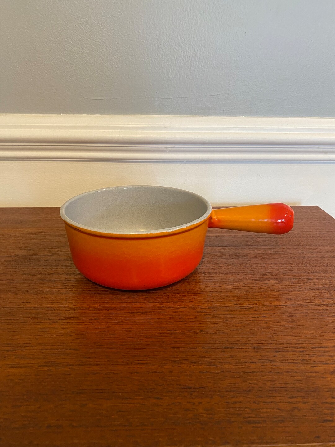 Vintage Orange Le Creuset Cast Iron Sauce Pot With Lid 16 Enameled Made ...