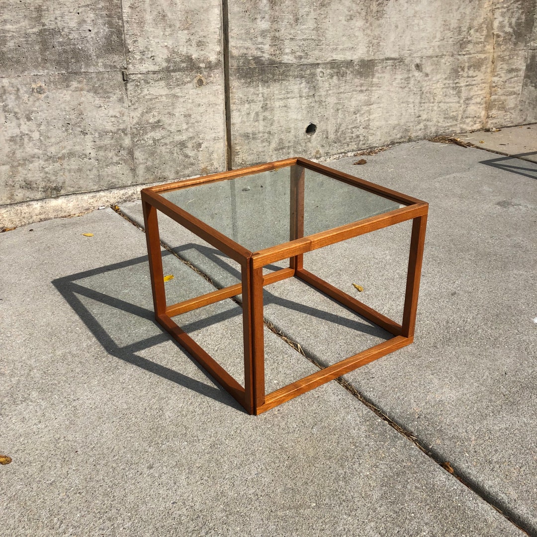 SOLD - - Vintage Teak Cube Side Table by Kai Kristiansen - Etsy