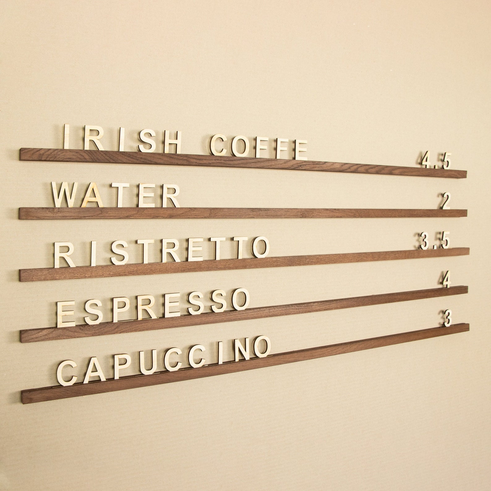 Wall Mounted Menu Rails With Changeable Letters, Wood Wall Menu Board ...