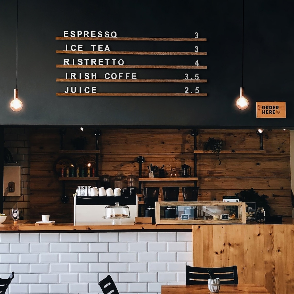 Menu Board, Wall Menu, Changeable Letter Board, Oak Menu Board, Cafe ...