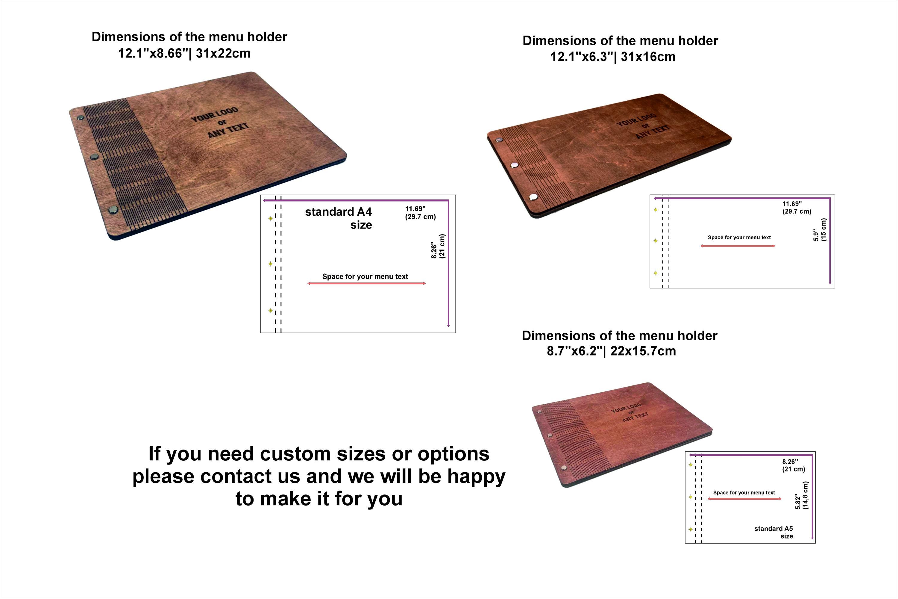 Engraved Wooden Menu Holder: Restaurant Menu Book With Changeable ...