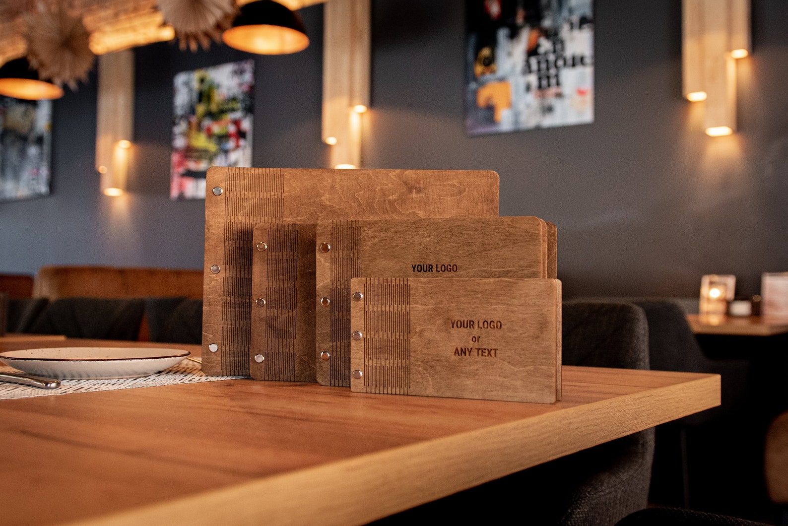 Wood Menu Holder, Engraved Menu Holder, Restaurant Menu Folder, Cafe ...