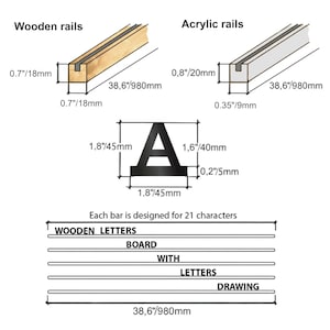 Wall Mounted Menu Rails With Changeable Letters, Wood Wall Menu Board ...