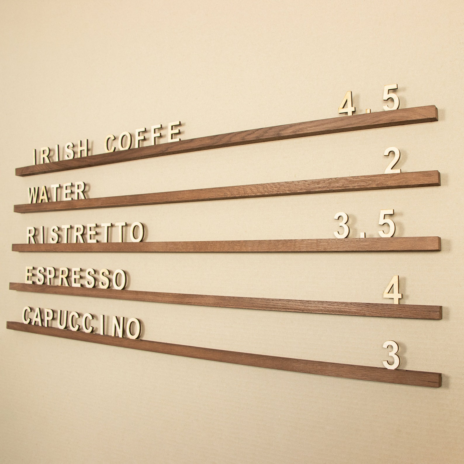 Wall Mounted Menu Rails With Changeable Letters, Wood Wall Menu Board ...