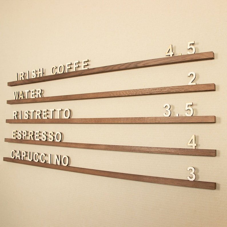 Wall Mounted Menu Rails With Changeable Letters Wood Wall - Etsy