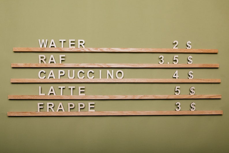 Changeable Letter Board, Oak Message Board, Wooden Letter Board, Cafe ...