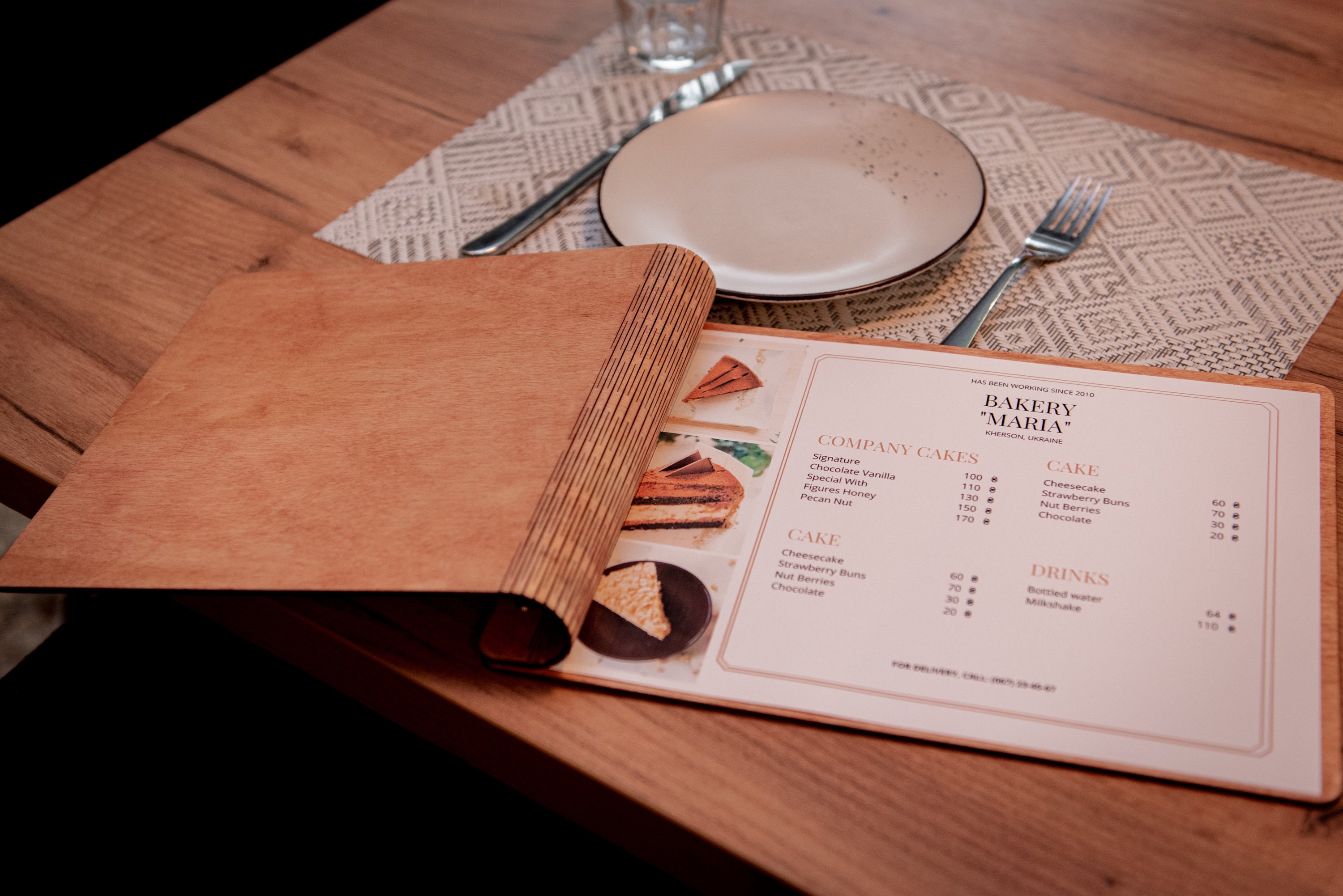 Engraved Wooden Menu Holder: Restaurant Menu Book With Changeable ...