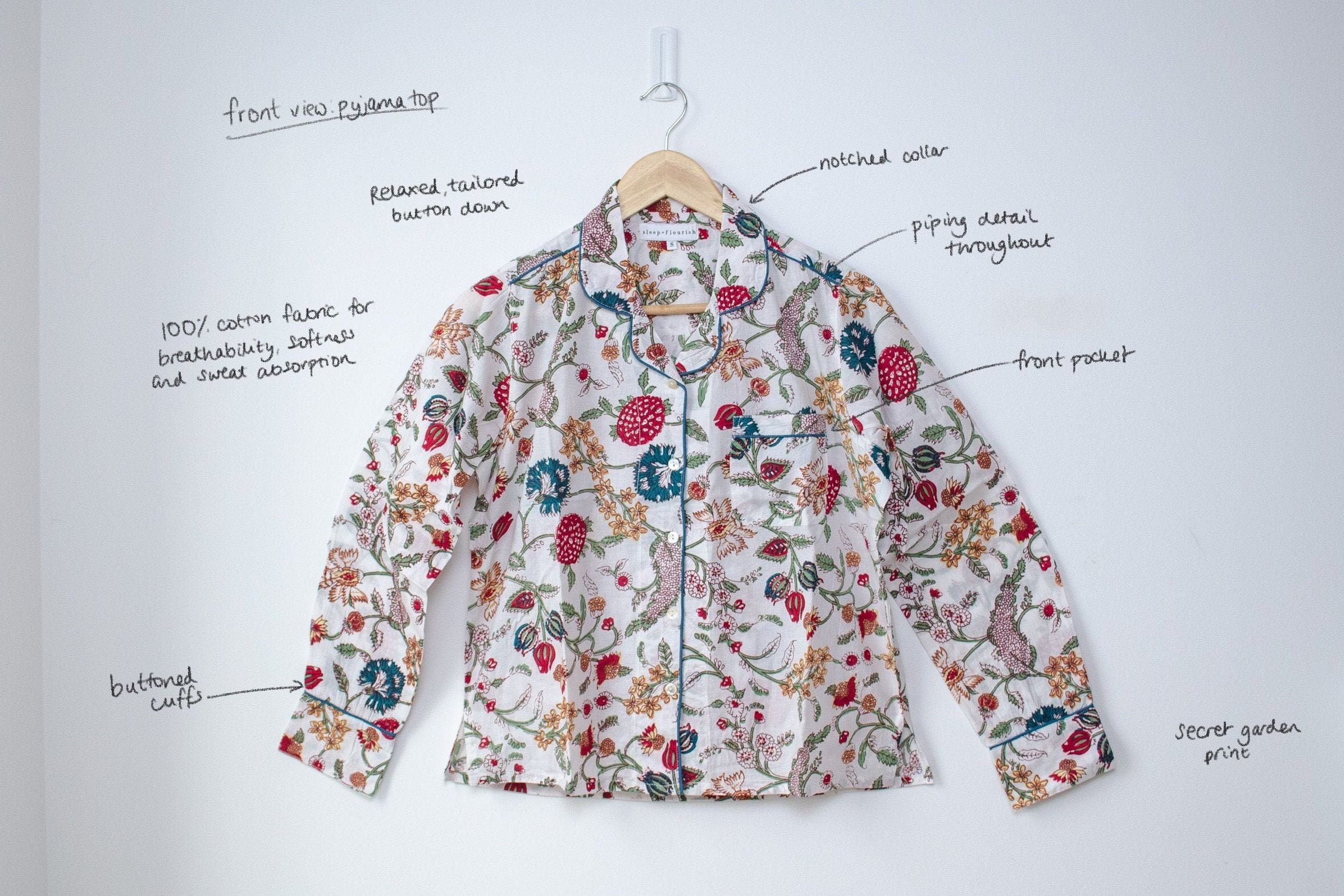 Luxury 100% Cotton Set Long Sleeve White Print Matching Boho | Etsy