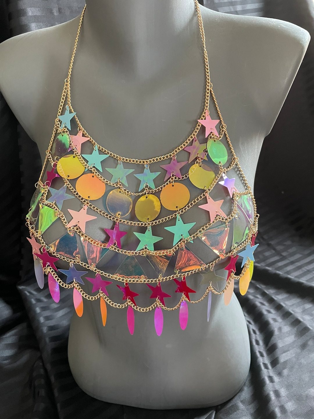 Multi Colour Disc Chain Top Pride Festival Top - Etsy