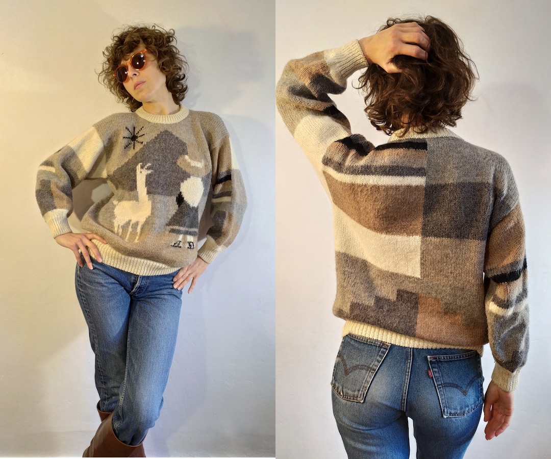 Peru Alpaca Wool Sweater/peruvian Knit Sweater/alpaca Pattern Jumper ...