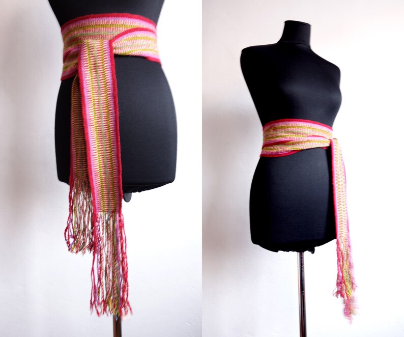 Vintage Woven Wool Belt/colorful Long Belt/ethnic Costume Belt/boho ...
