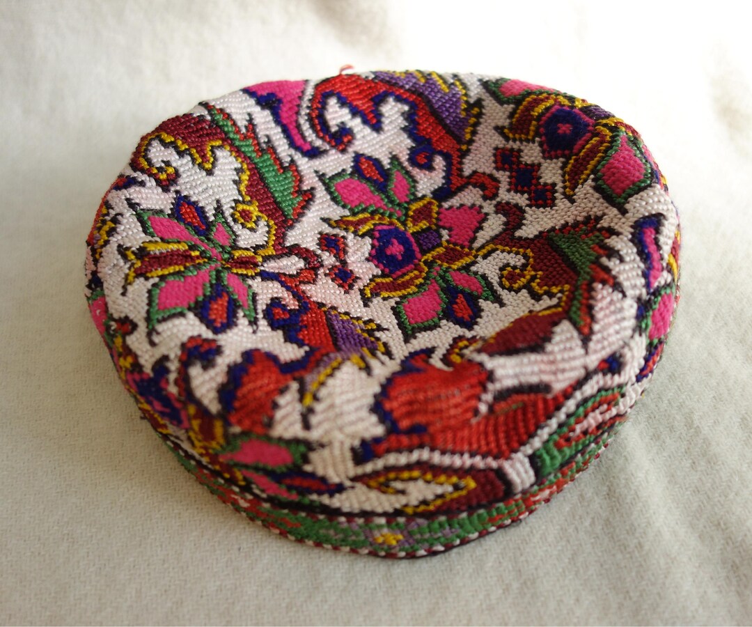 Vintage Bukhari Kippah Hat/uzbekh Silk Hat/uzbek Ethnic Silk Cap/kufi ...
