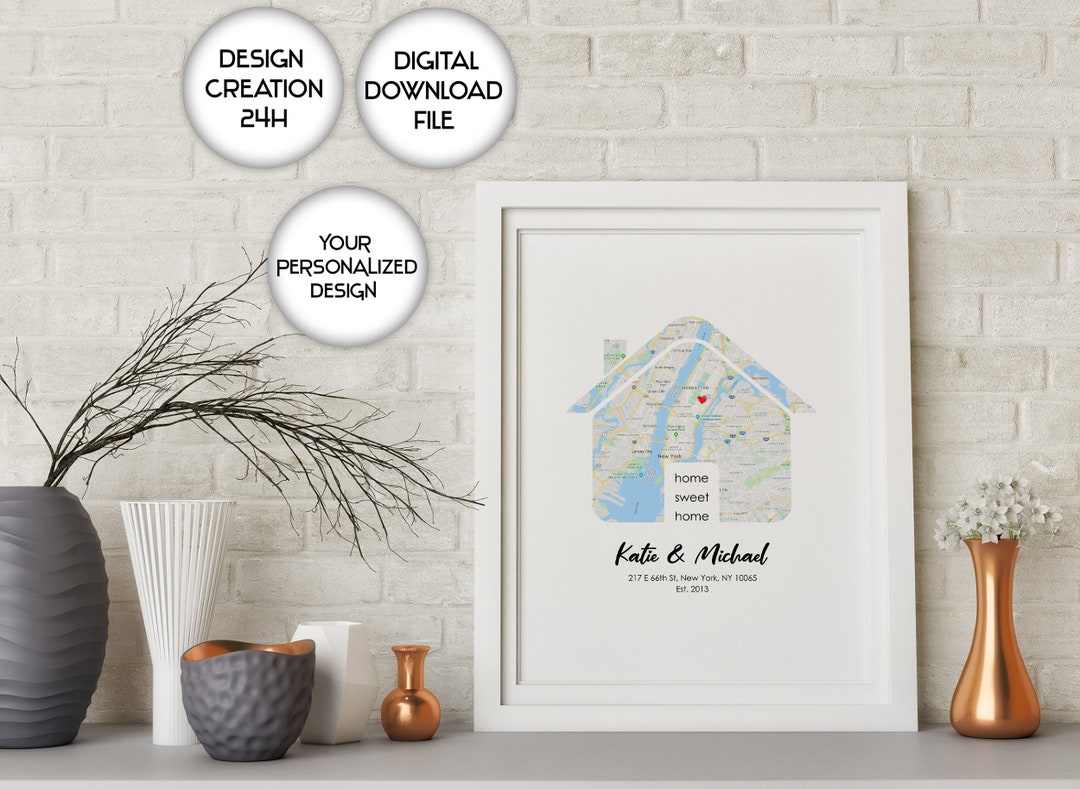 Our First Home House Map New Home First Gifts for Couple Home Map ...