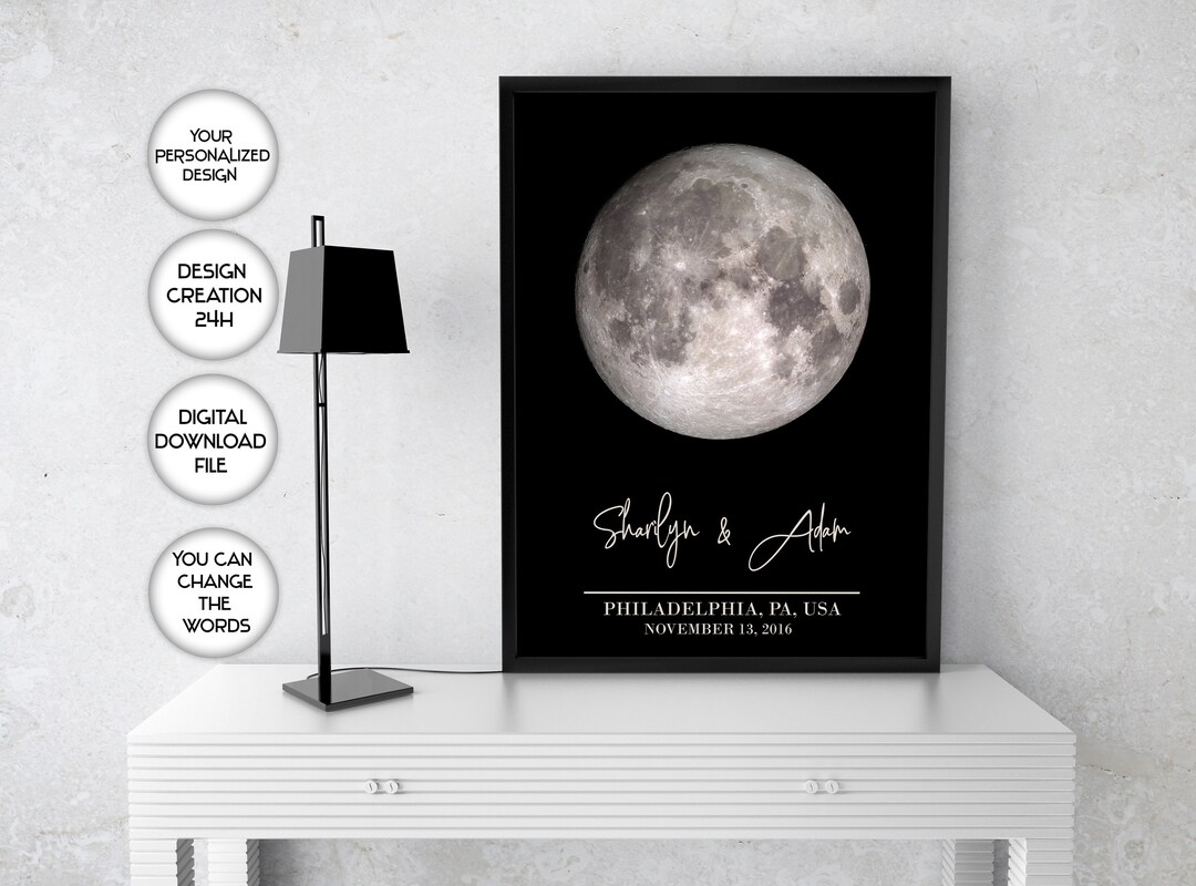 Custom Moon Print, Personalized Moon Phase Print,keepsake Gift,moon by ...