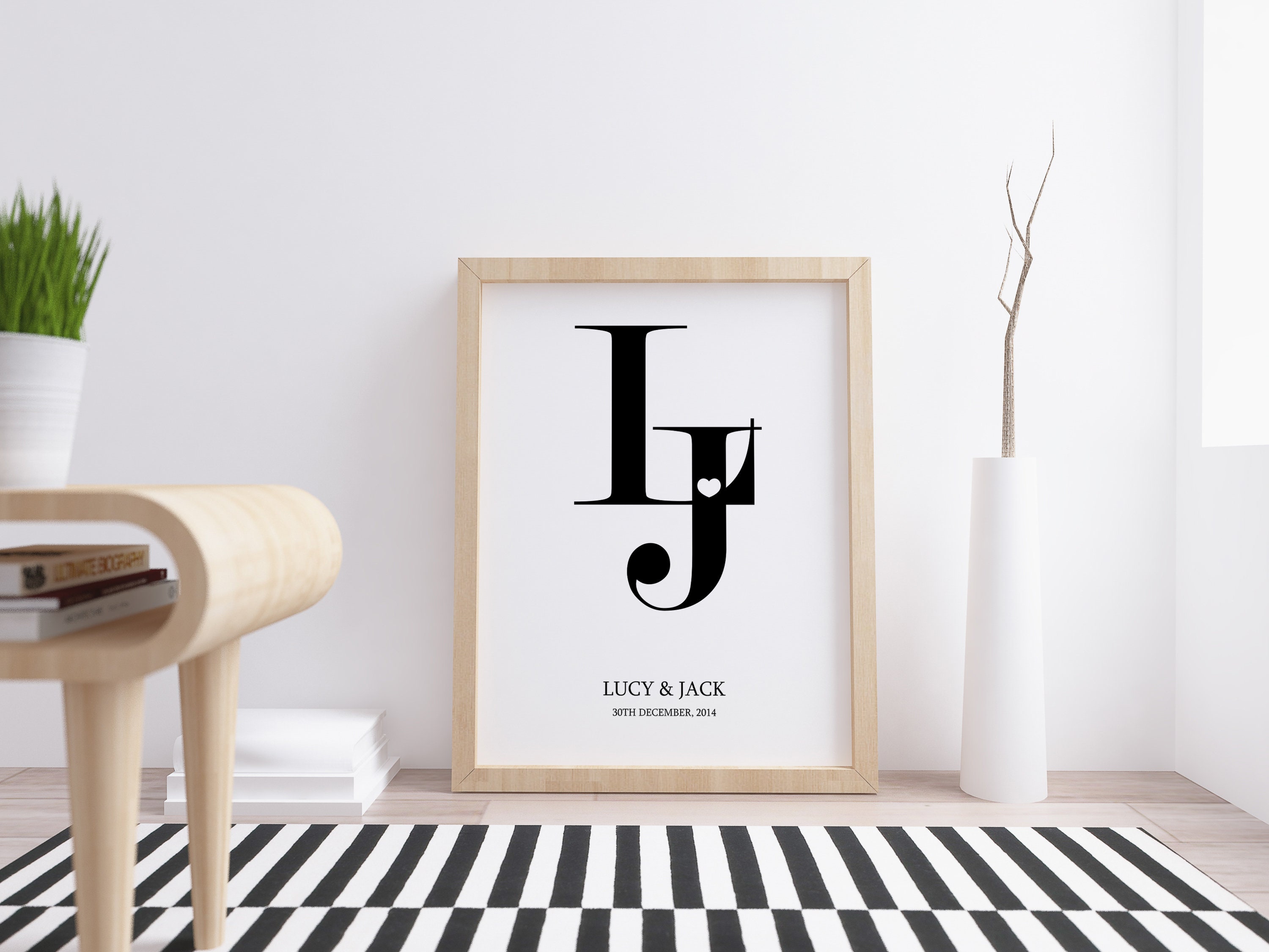 Couple Name Initials Printable Engagement Sign Minimalist Modern ...