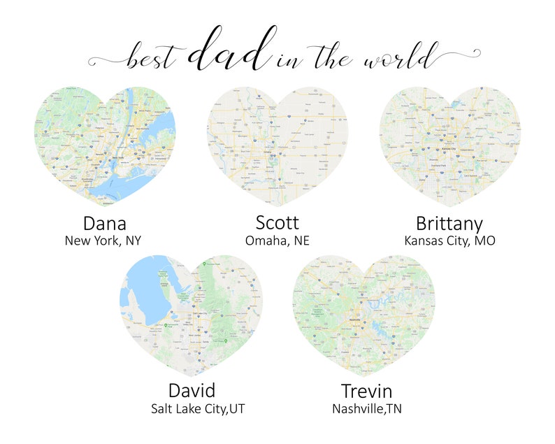5 Kids Map Location Printable, Fathers Day Gift From Wife Personalized ...