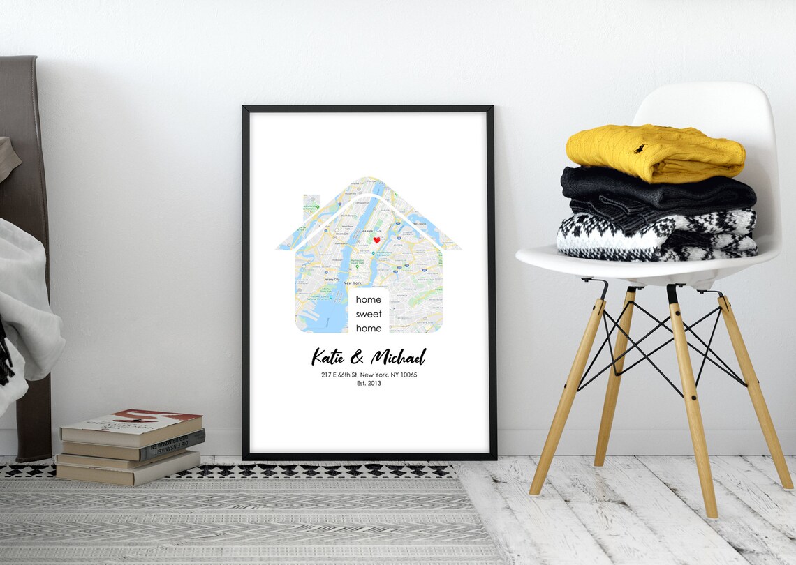 Our First Home House Map New Home First Gifts for Couple Home Map ...