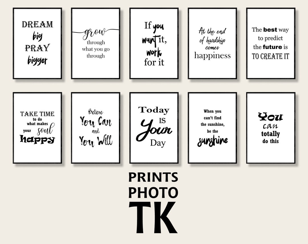 Inspirational Motivational Quotes Printable Bundle Set of 10 - Etsy