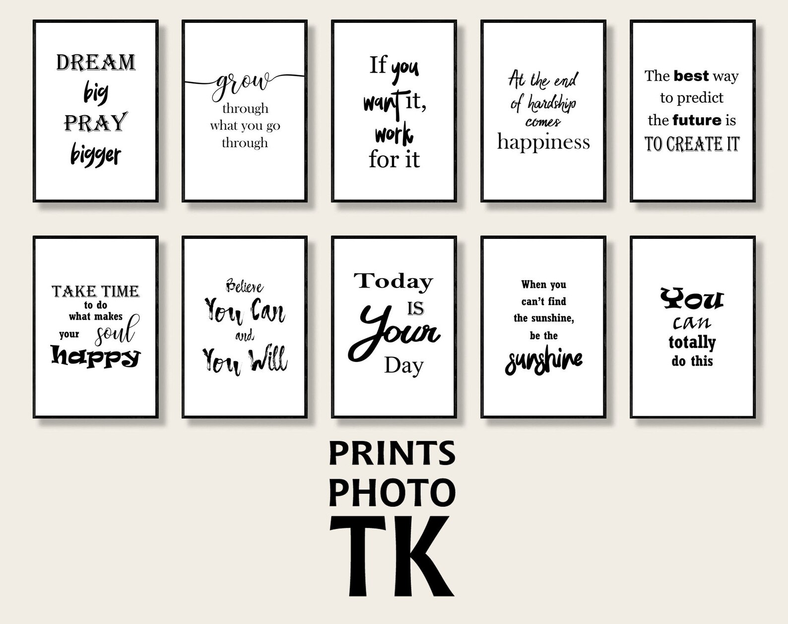 Inspirational Motivational Quotes Printable Bundle Set of 10 Printable ...