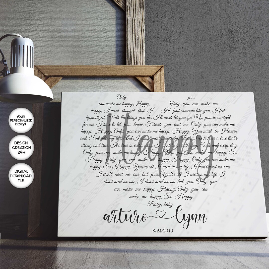 Custom Song Lyrics, Printable Wall Art, Personalized Heart Shaped ...