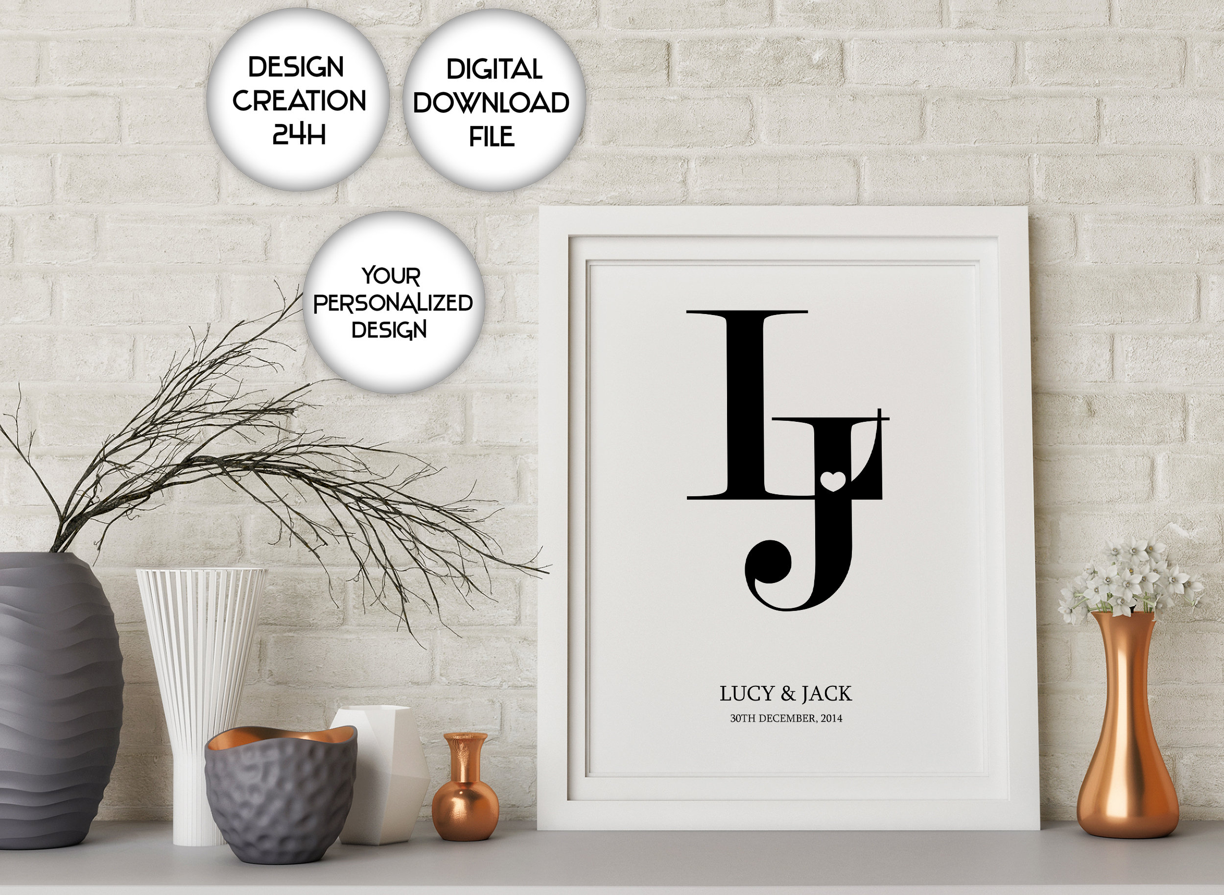Couple Name Initials Printable Engagement Sign Minimalist - Etsy Australia