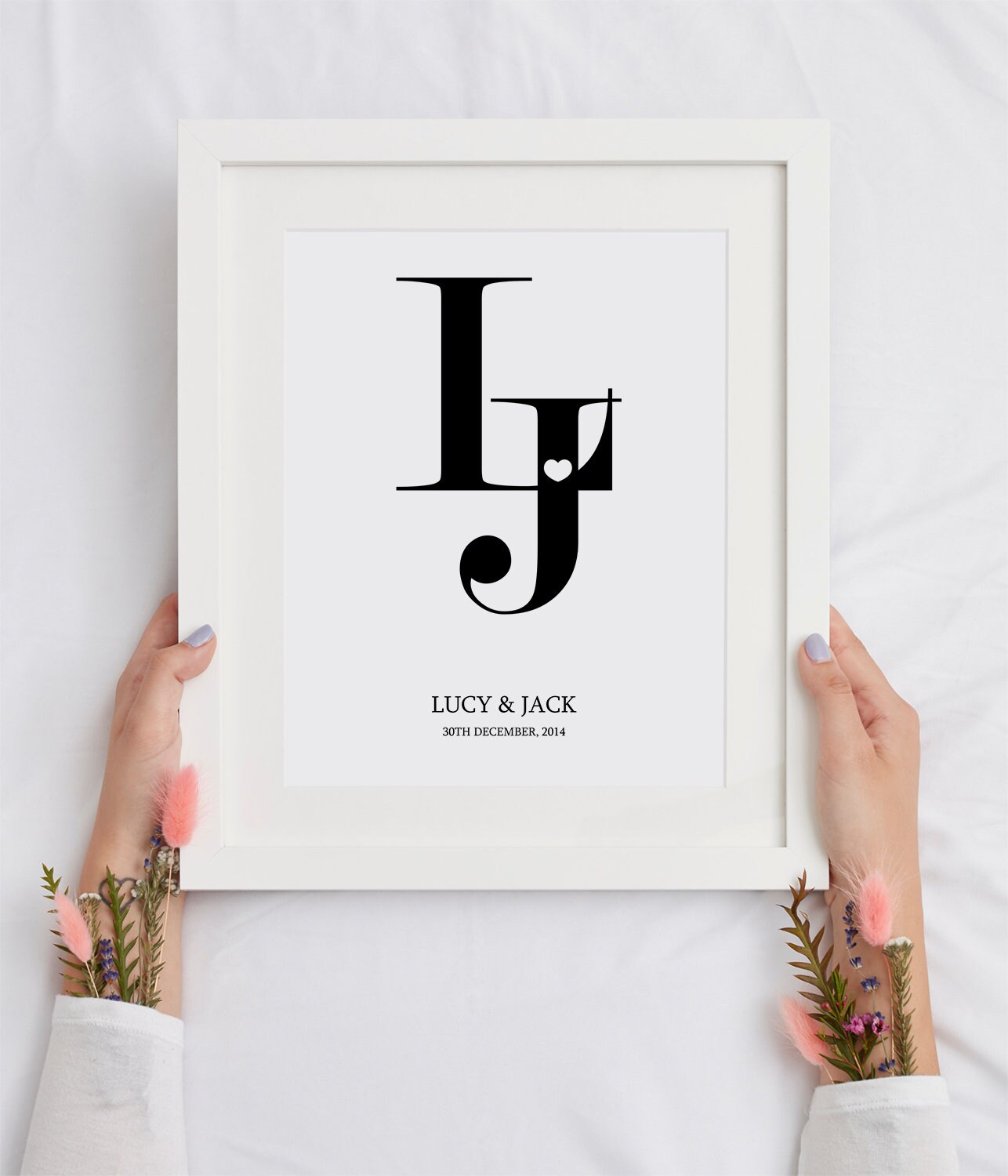 Couple Name Initials Printable Engagement Sign Minimalist Modern ...