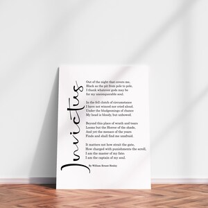 Invictus by William Ernest Henley Poem Print, Invictus Poem,william ...