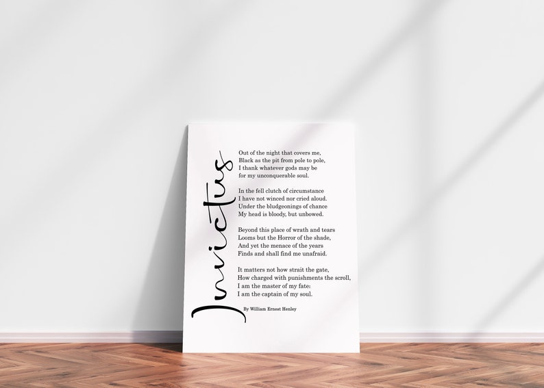 Invictus by William Ernest Henley Poem Print Invictus - Etsy