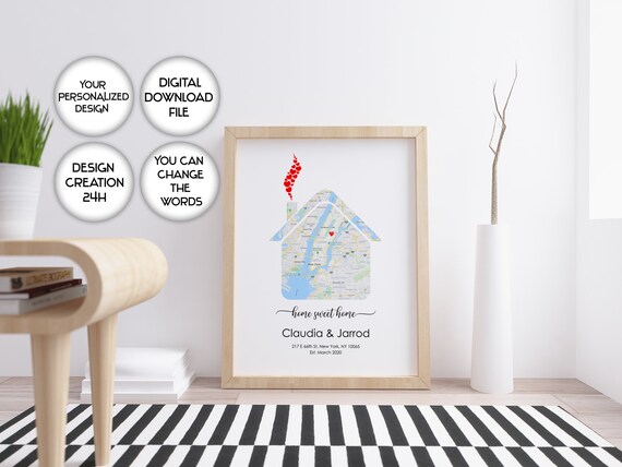 Home Sweet Home Map Home Story Map Art Family Personalized Art | Etsy