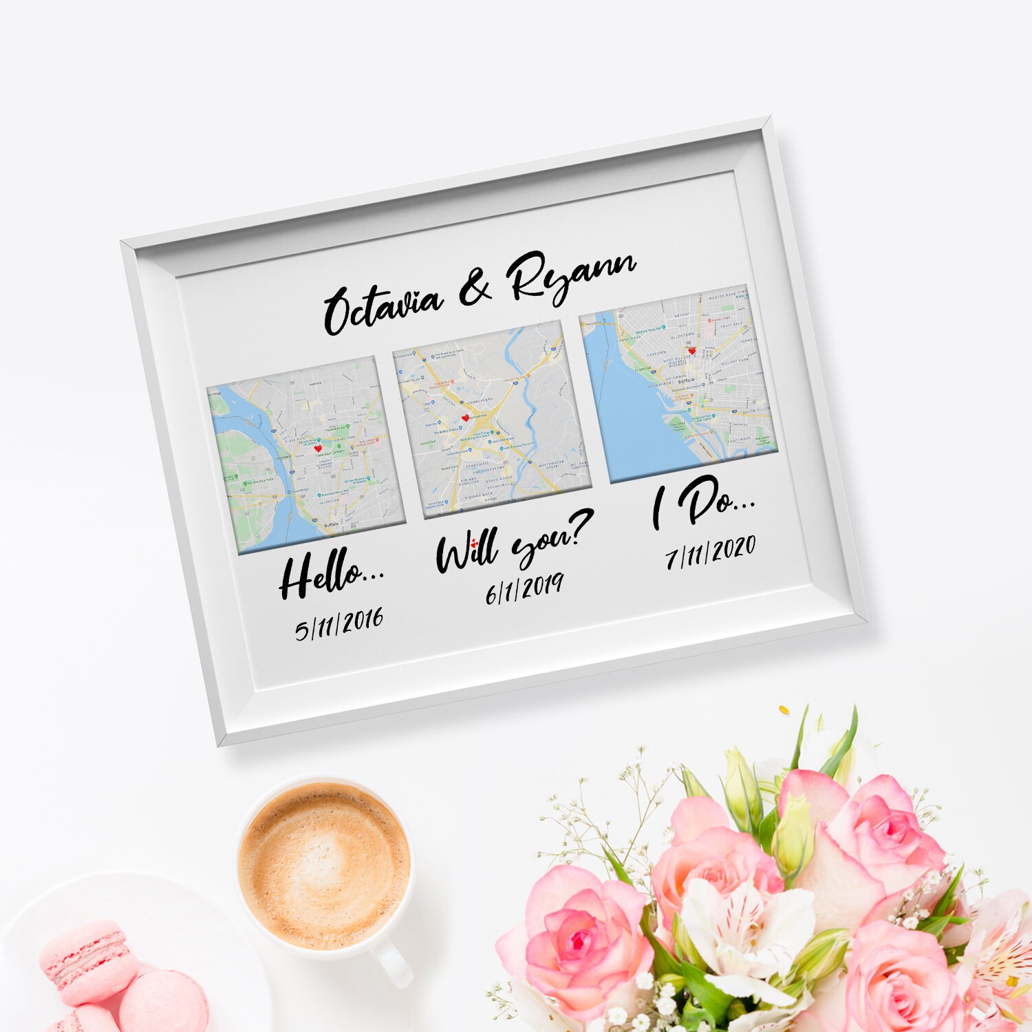 Custom Anniversary Map Print, Aniversario Gift for Husband, Aniversario ...