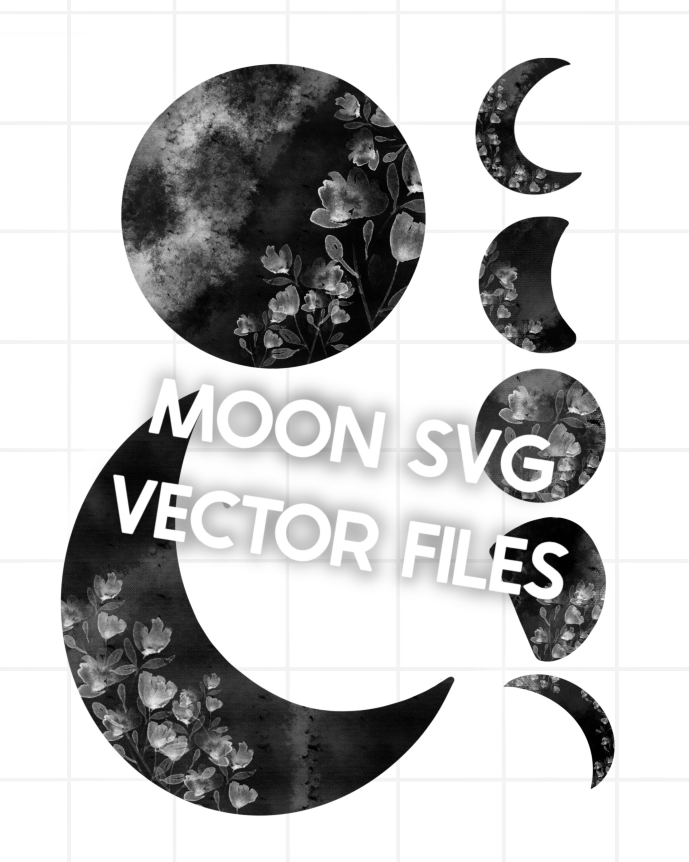 Flowery Moon SVG Vector Pack Instant Digital Download - Etsy