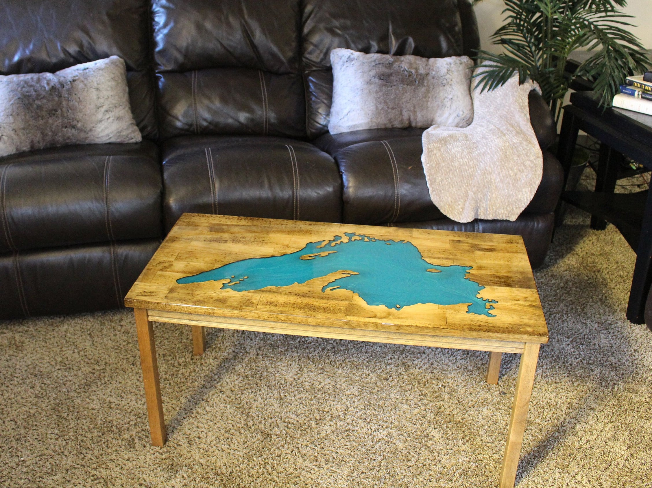 Custom Epoxy Resin River Table - Lake Table. Coffee, Cabin, Dining ...
