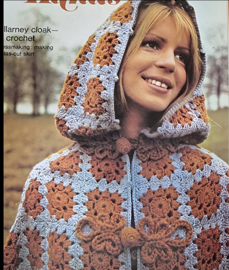 Vintage Crochet Cloak Pattern | Hooded Cape Crochet PDF | Granny Square ...