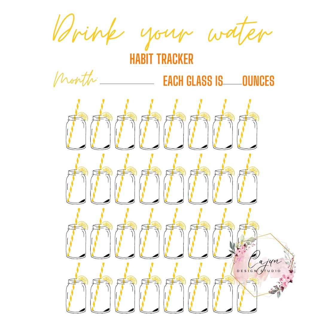 Drink Your Water Habit Tracker - Etsy