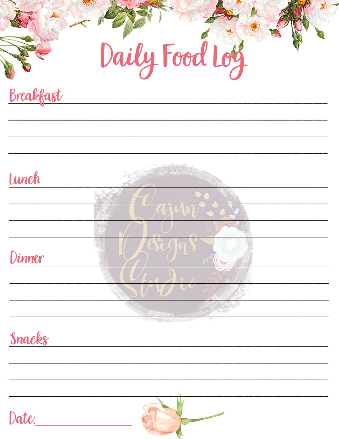 Daily Food Log Digital Download - Etsy