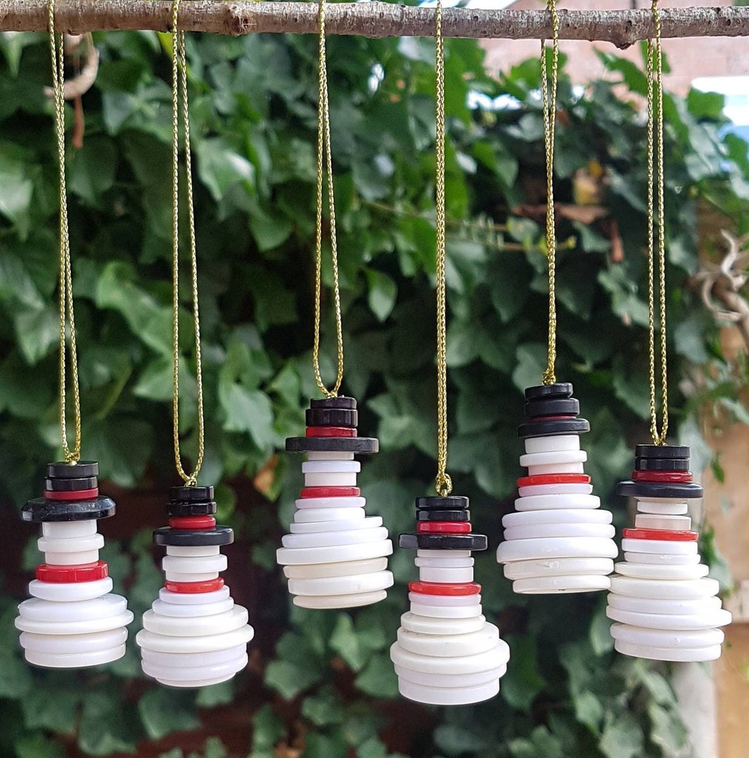 Snowman Button Ornament, Button Snowman Decoration, Christmas Snowman ...