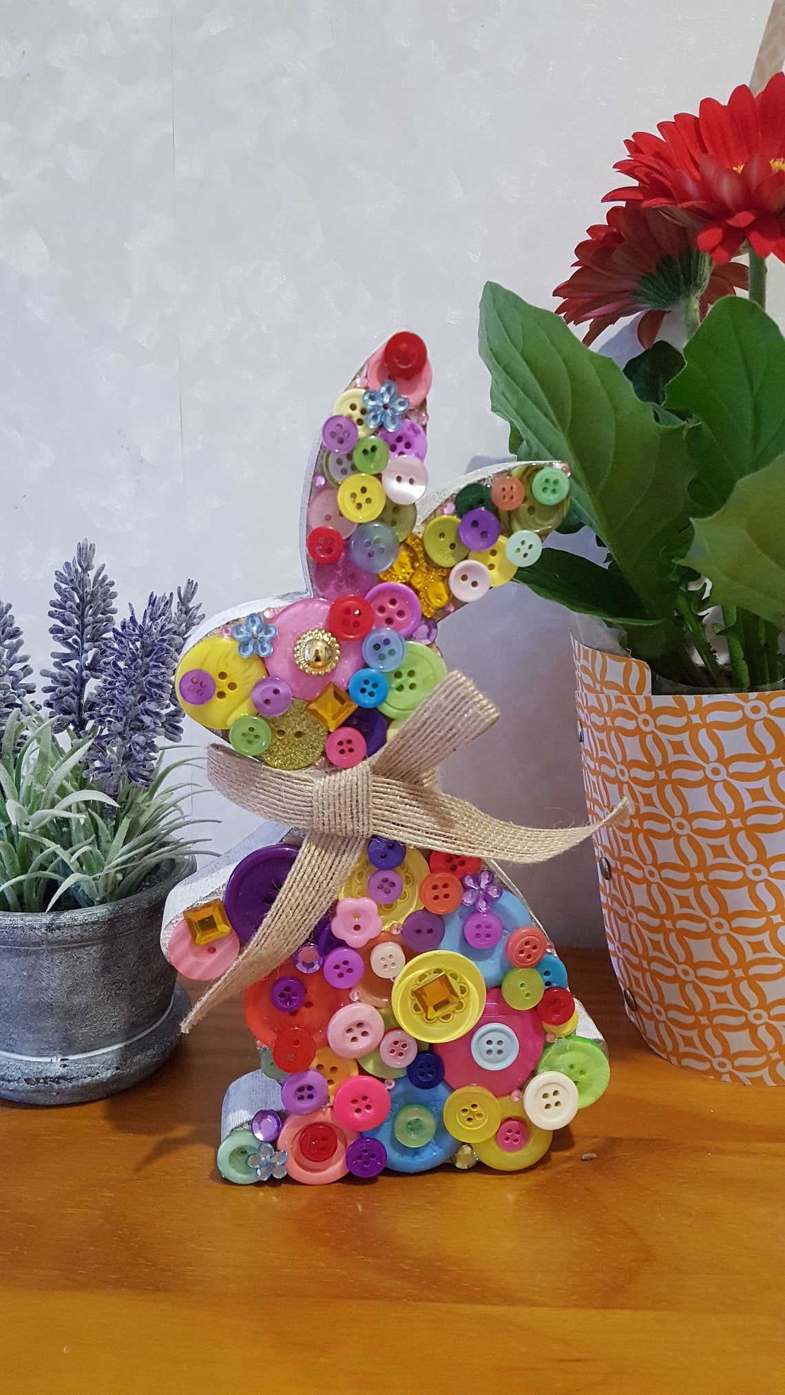 Wooden Button Bunny Rainbow Colours Button Art Easter - Etsy UK