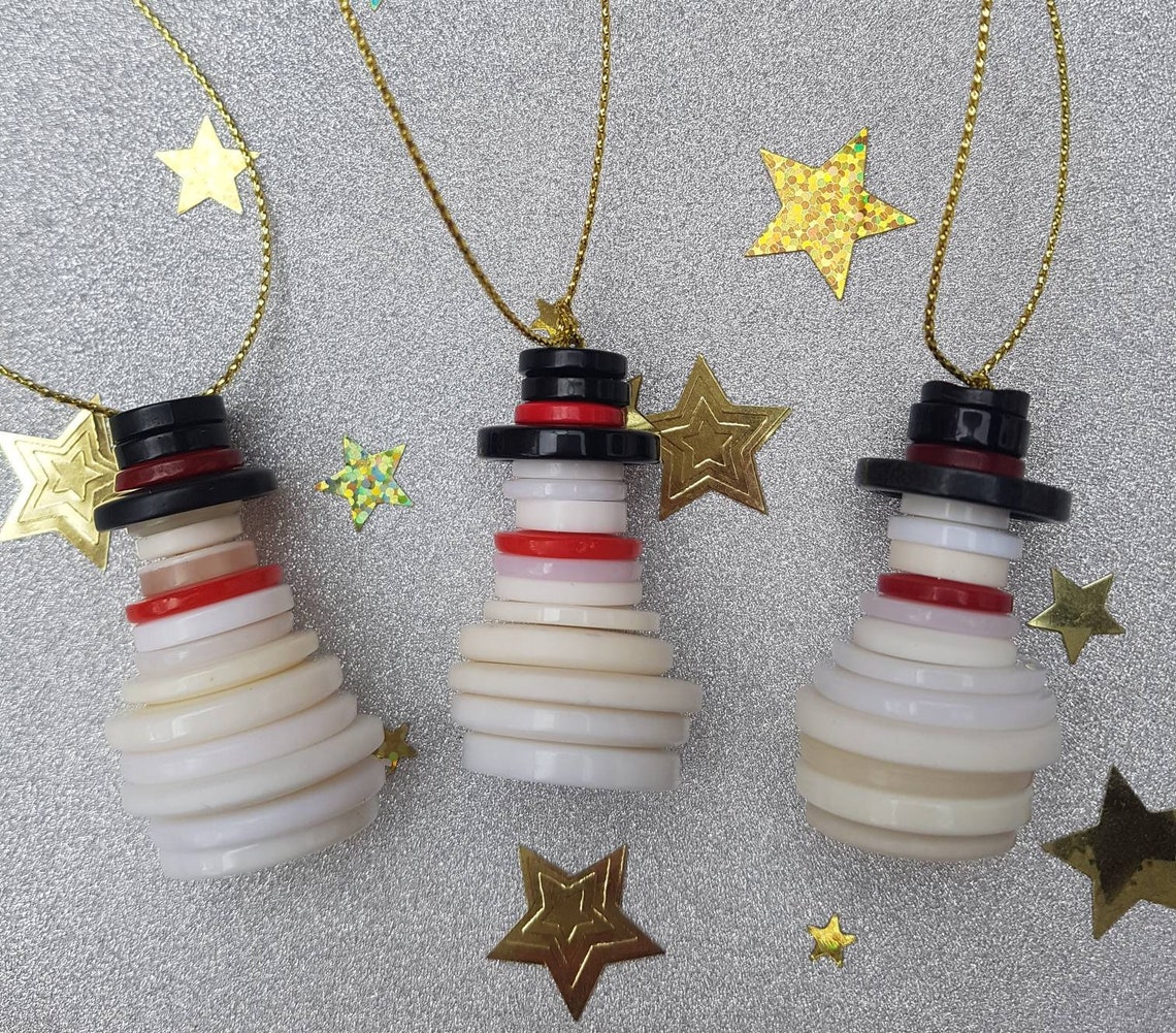 Snowman Button Ornament Button Snowman Decoration Christmas - Etsy UK