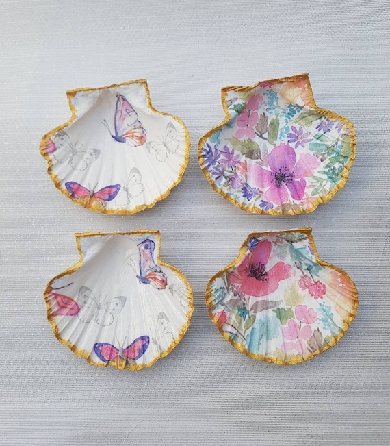 Decoupage Scallop Shells Ring Dish Jewellery and Trinket - Etsy UK