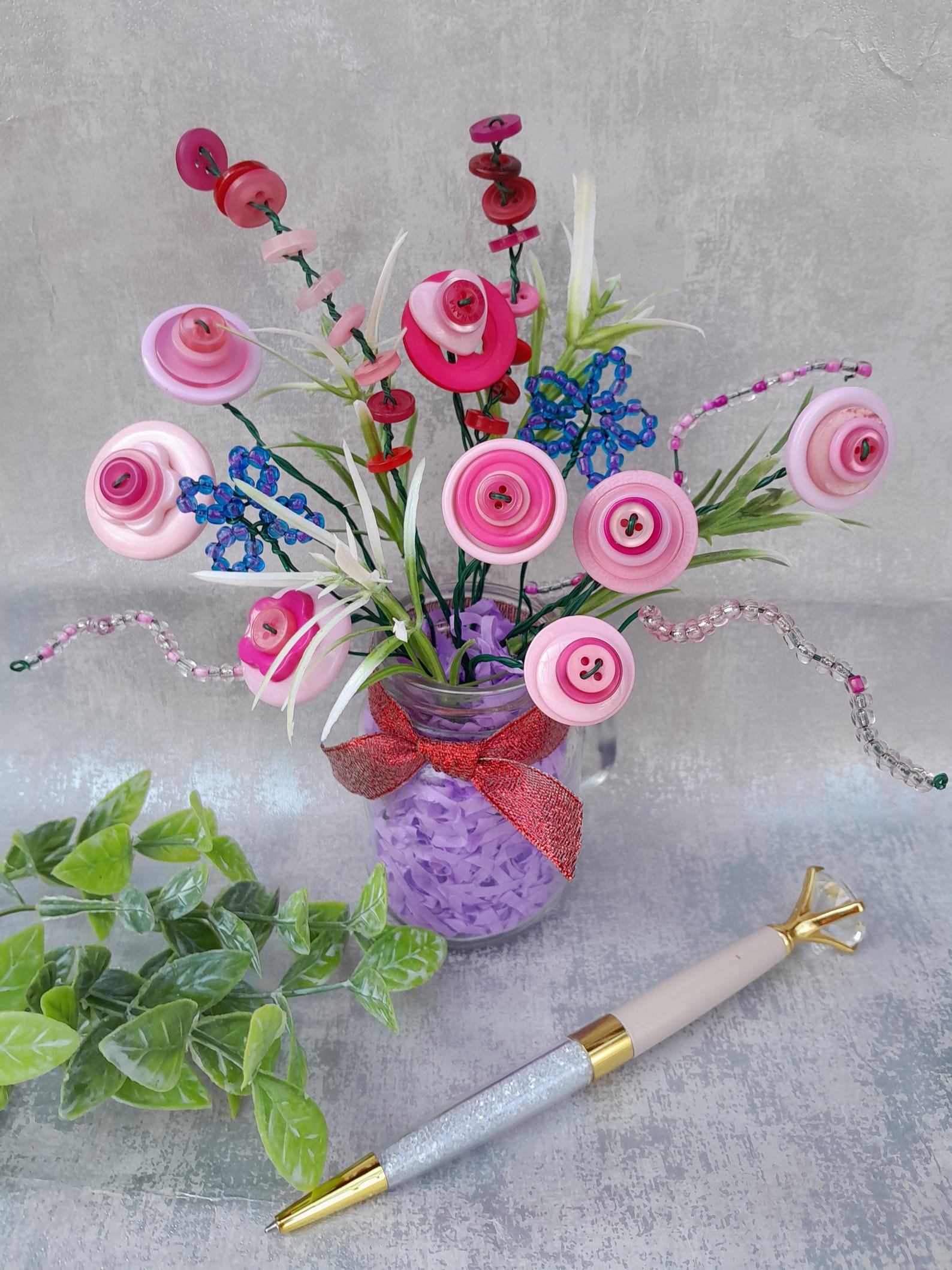 Button Flower Arrangement, Forever Flowers, Alternative Flowers, Gift ...
