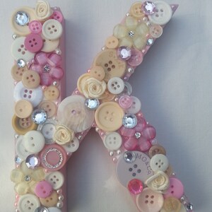 Personalised Initial Button Art Wooden Initial Embellished - Etsy