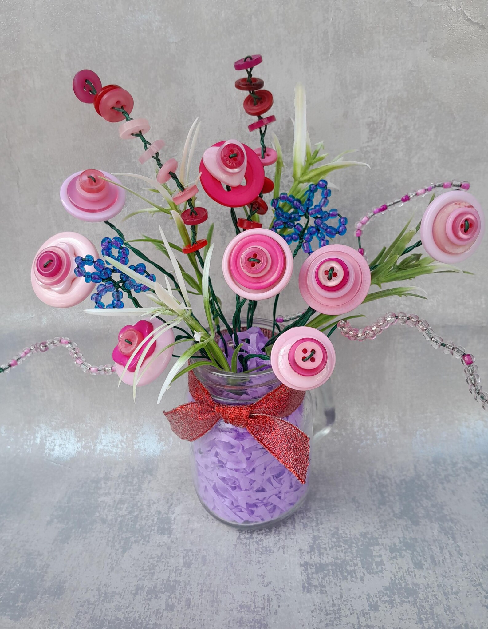 Button Flower Arrangement, Forever Flowers, Alternative Flowers, Gift ...