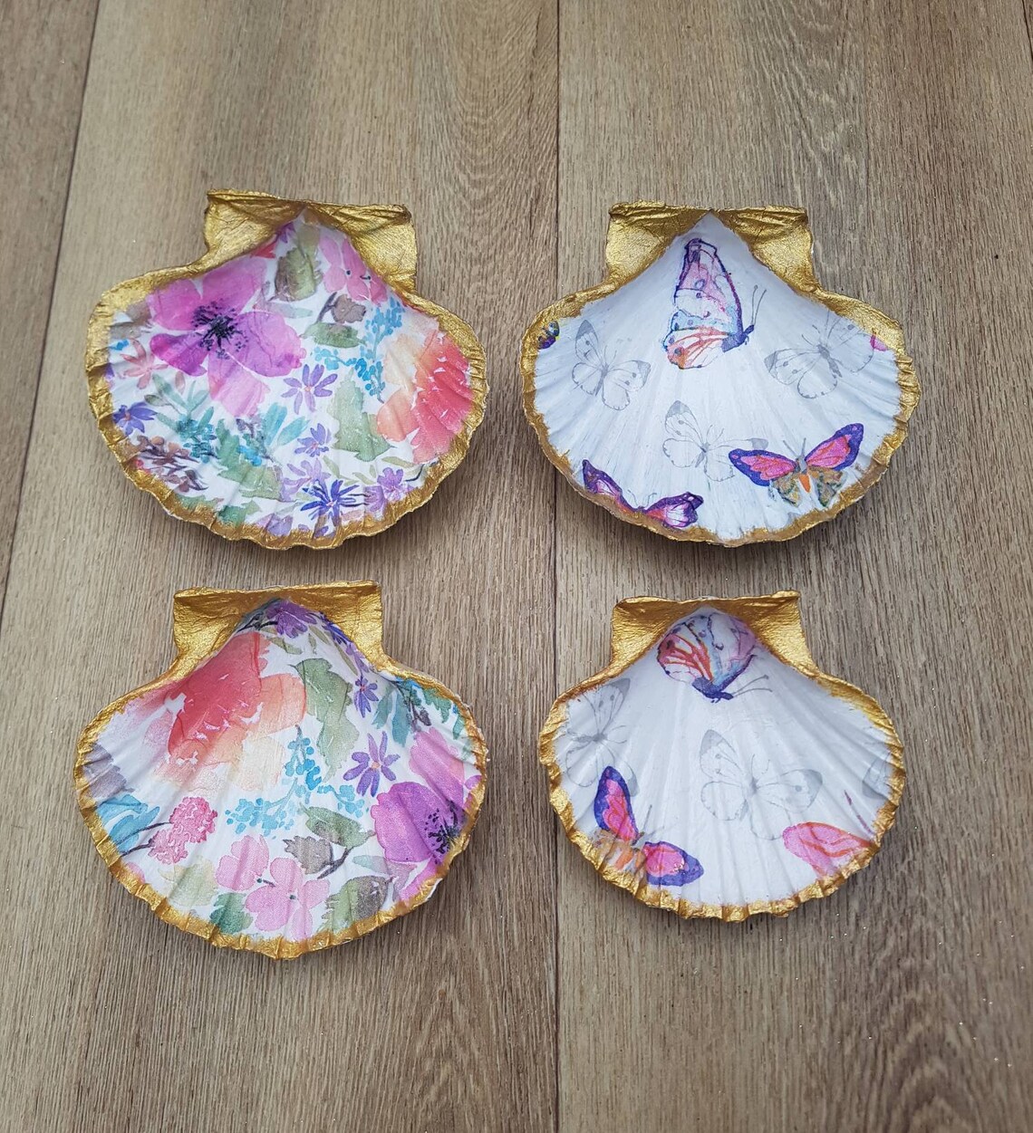 Decoupage Scallop Shells, Ring Dish, Jewellery and Trinket Dish, Key ...