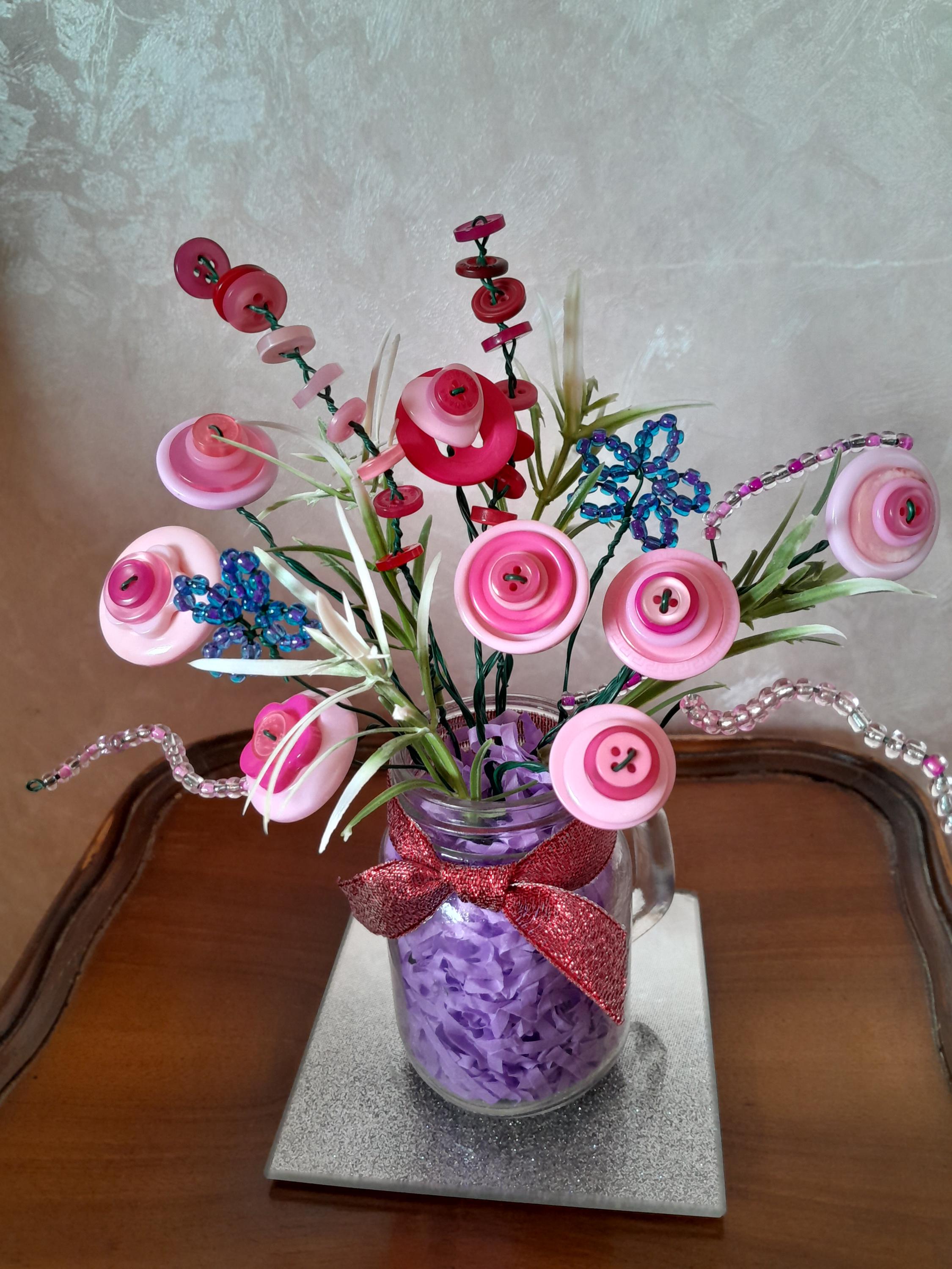 Button Flower Arrangement, Forever Flowers, Alternative Flowers, Gift ...
