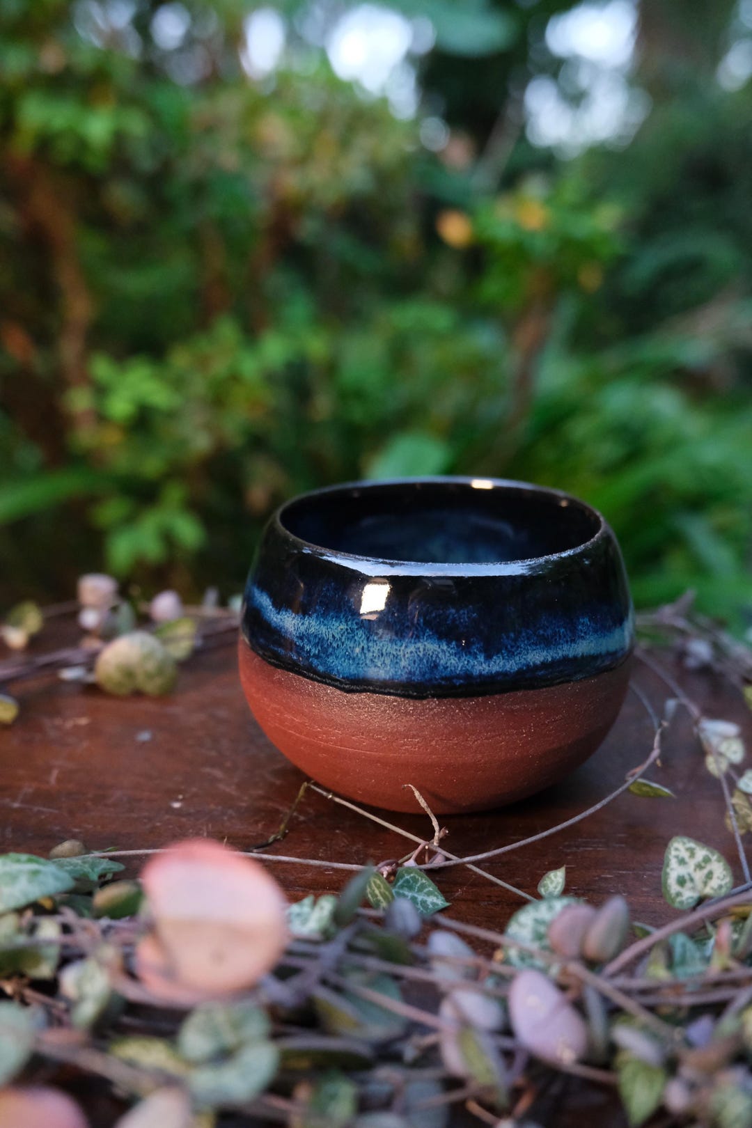 Handcrafted Mahogany Clay Espresso Cup With Deep Inky Blue Glaze ...