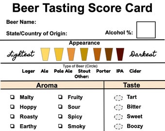Beer Score Card - Etsy
