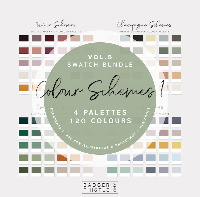 Vol.5 Colour Schemes 1 | Digital Colour Palette Swatches Download ...