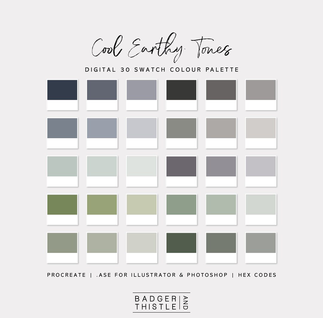 Cool Earthy Tones | Digital Colour Palette Swatches Download ...